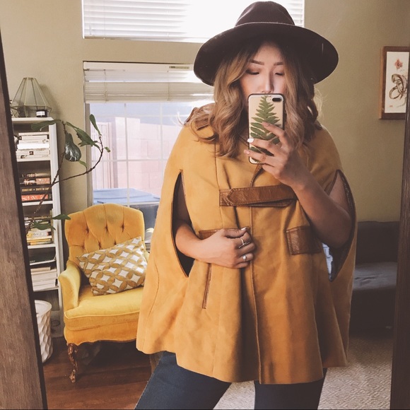 Vintage | Jackets & Coats | Vintage Tan Faux Suede Leather Cape Jacket ...